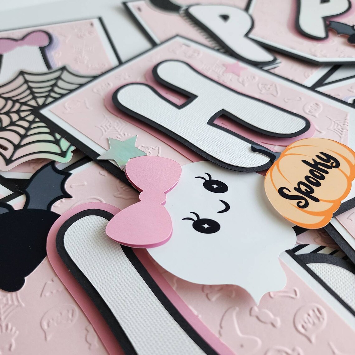 Pink Halloween Banner: 3D (customize Colors) - Etsy