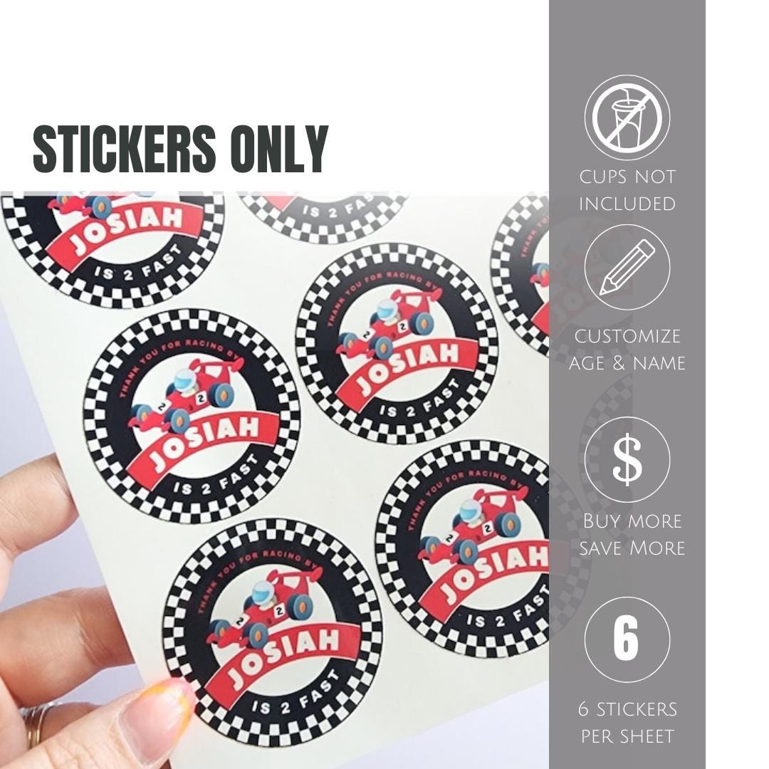 Race Car Sticker Sheet 2" Wide Each: Customize Age (physical Product ...