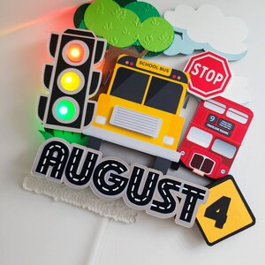 Bus Traffic Cake Topper: 3d/opt. Lights in Stoplight (customize) - Etsy