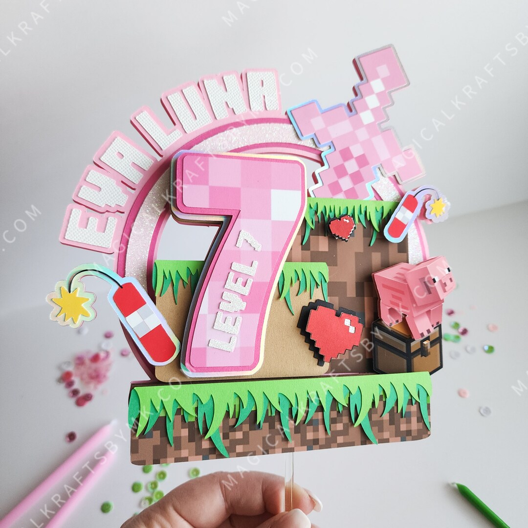 Pink Miner Cake Topper: 3d/opt. Shaker and Light customize Colors ...