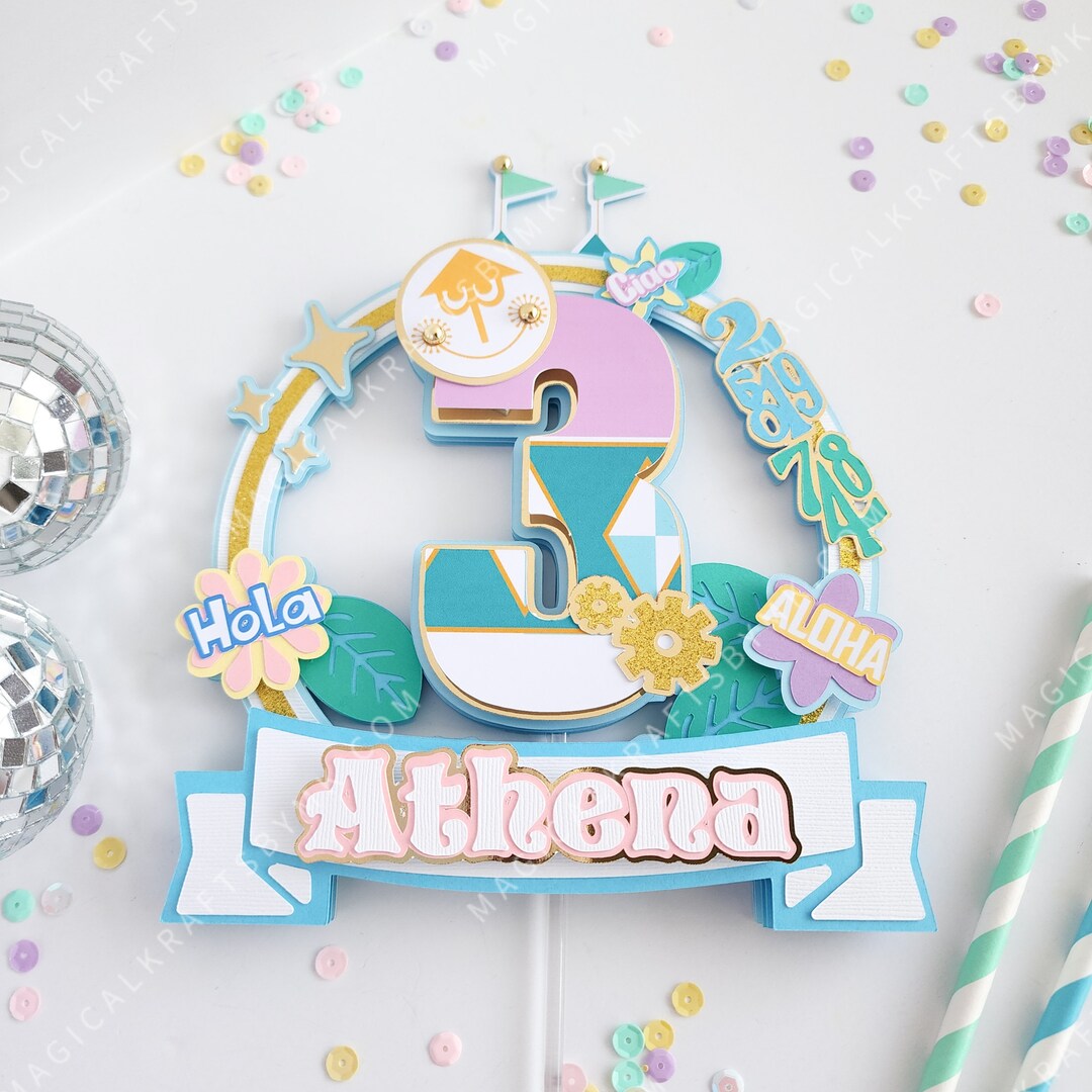 Small World Cake Topper: 3D (customize Colors) - Etsy