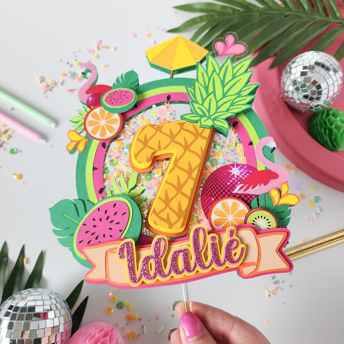 Tropical Fruit Cake Topper: 3D customize - Etsy