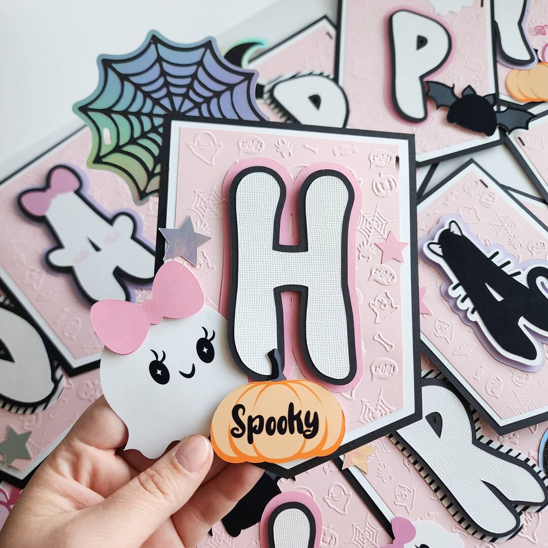 Pink Halloween Banner: 3D (customize Colors) - Etsy