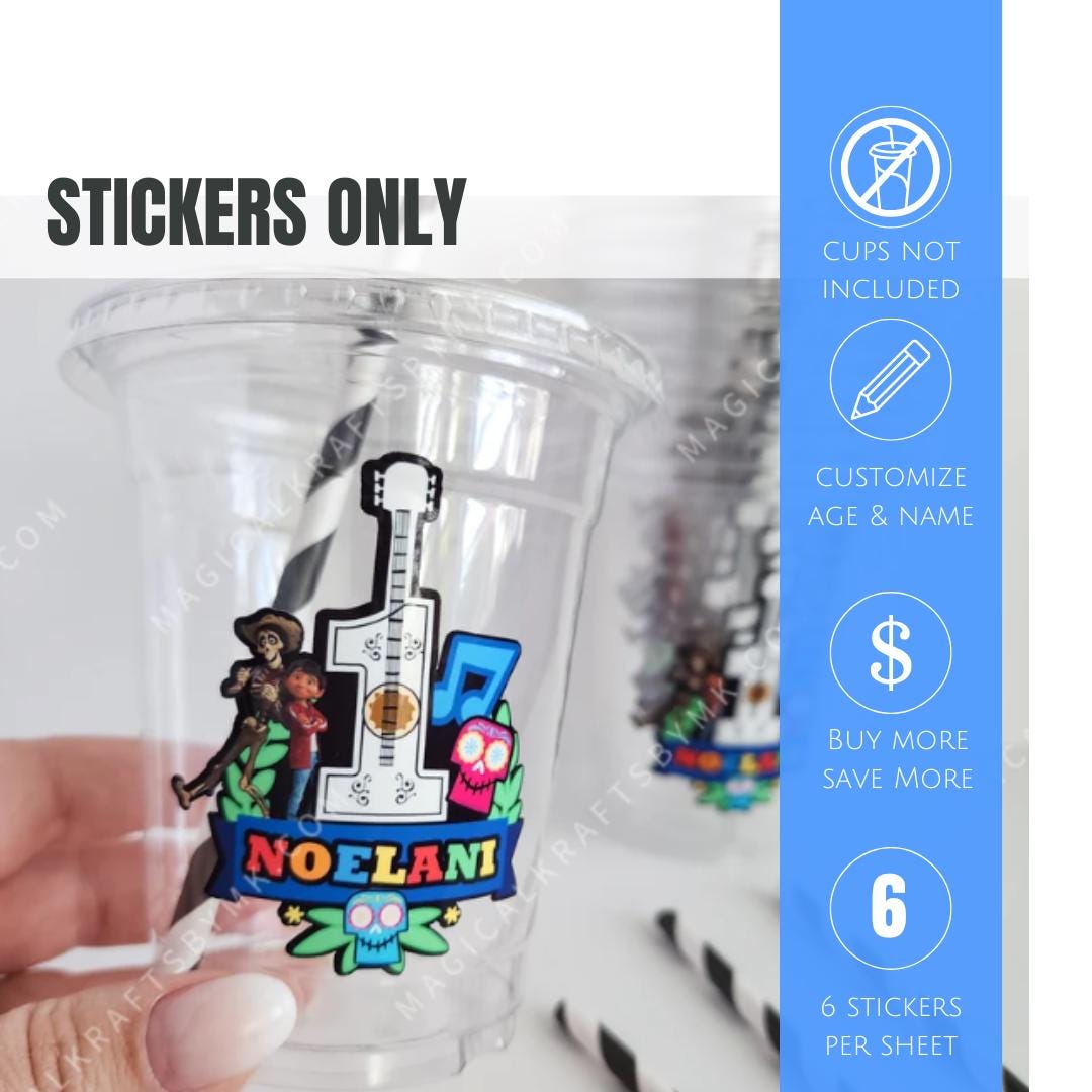 Stickers Only (coco Theme: Customize Size, Color, Name) No Cups ...