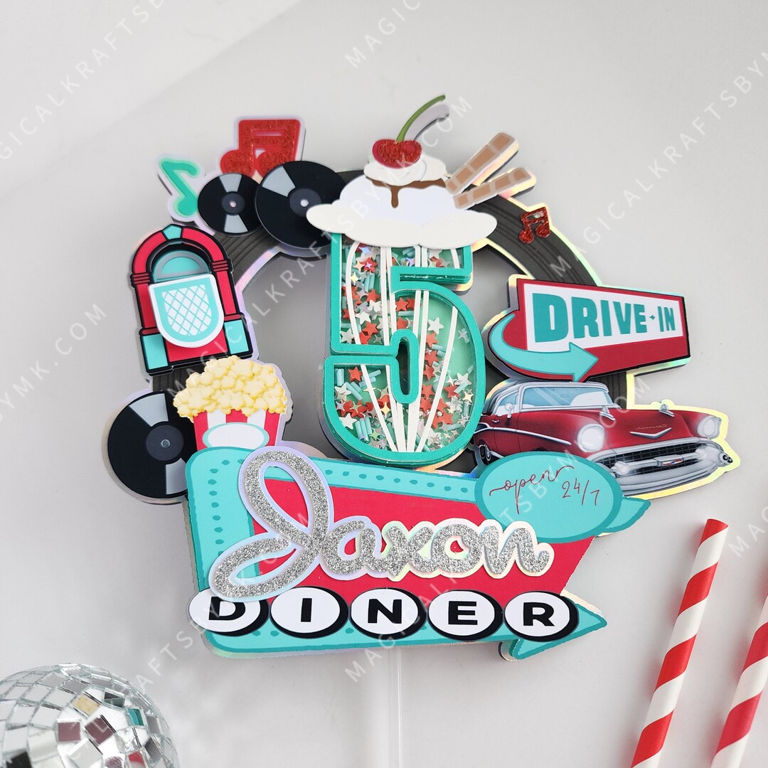 Drive-in Diner Cake Topper: 3d/opt. Light (customize) - Etsy