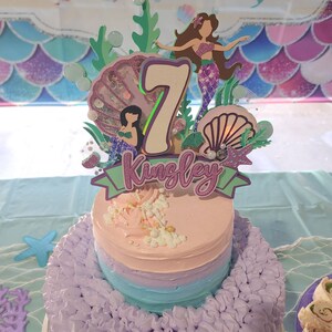 Mermaid Cake Topper: 3d/optional Shaker and Light (customize) - Etsy