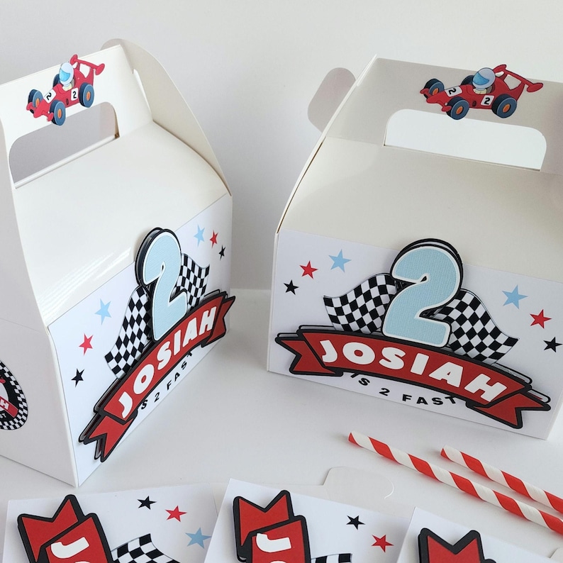 Race Car Favor Boxes: 3D (customize Colors, Age and Name) - Etsy