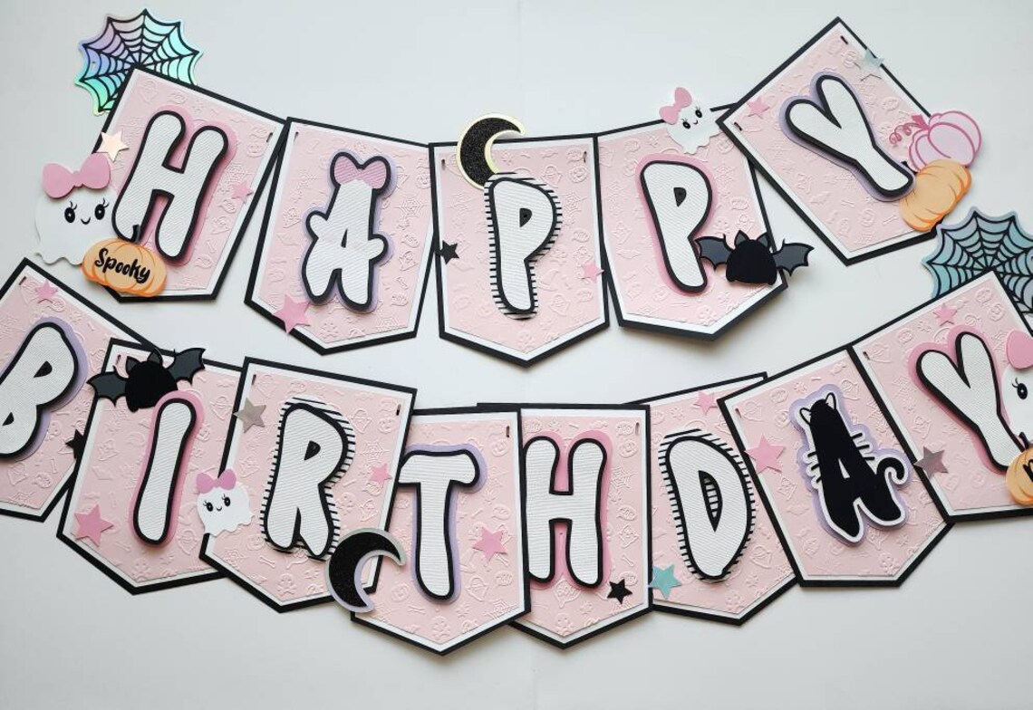 Pink Halloween Banner: 3D customize Colors - Etsy