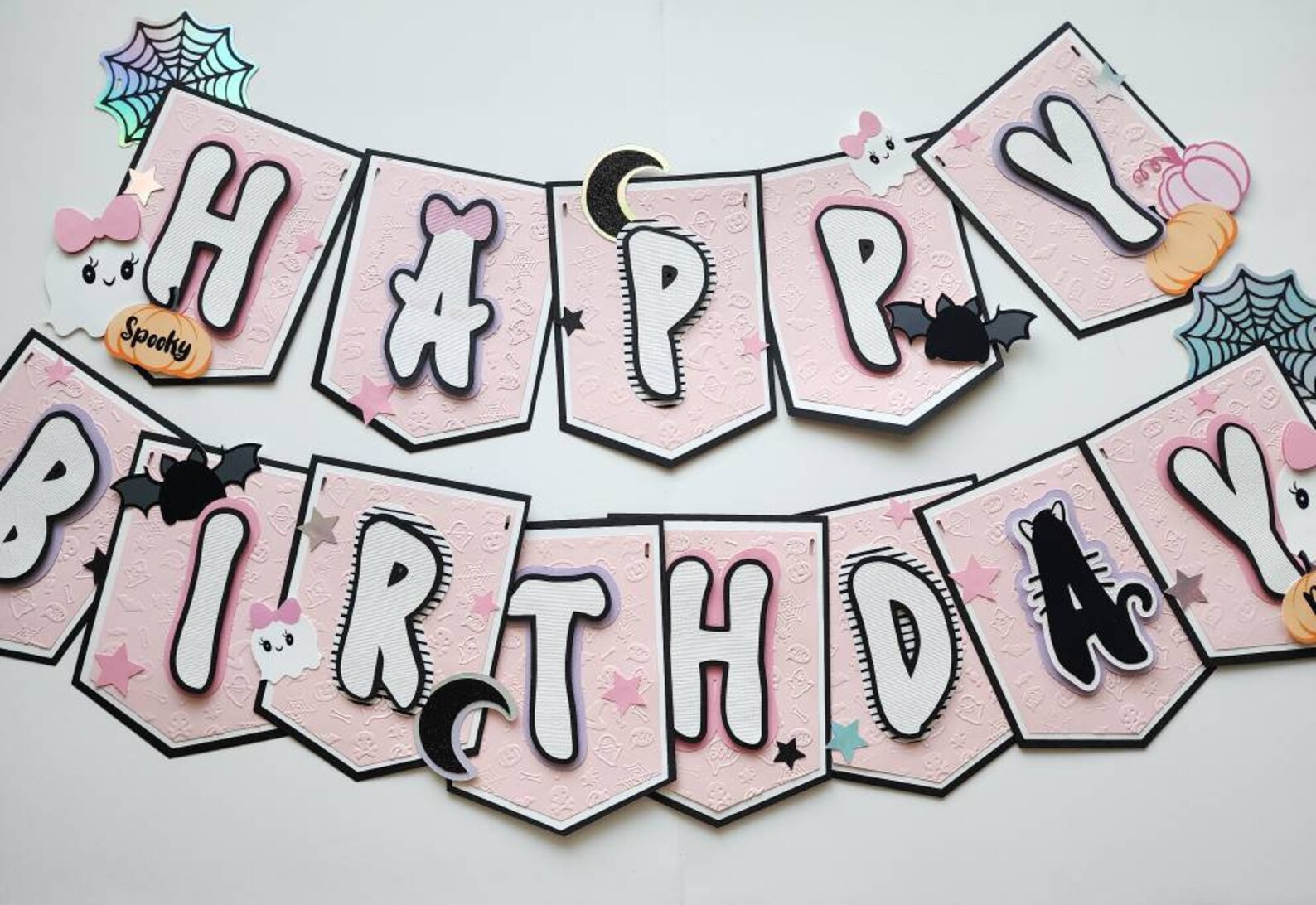 Pink Halloween Banner: 3D customize Colors - Etsy