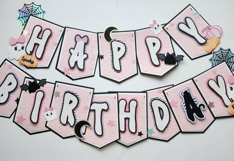 Pink Halloween Banner: 3D customize Colors - Etsy