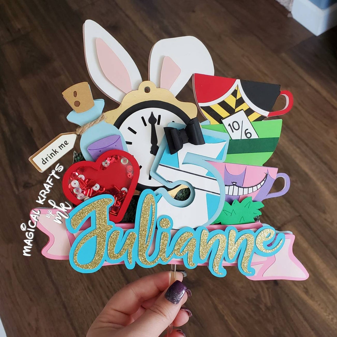 Alice Cake Topper: 3d/shaker customize | Etsy