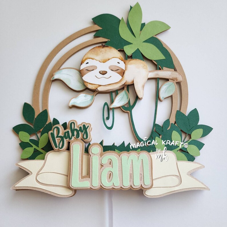 Sloth Cake Topper: 3D/ Customize baby Shower or Add Age - Etsy