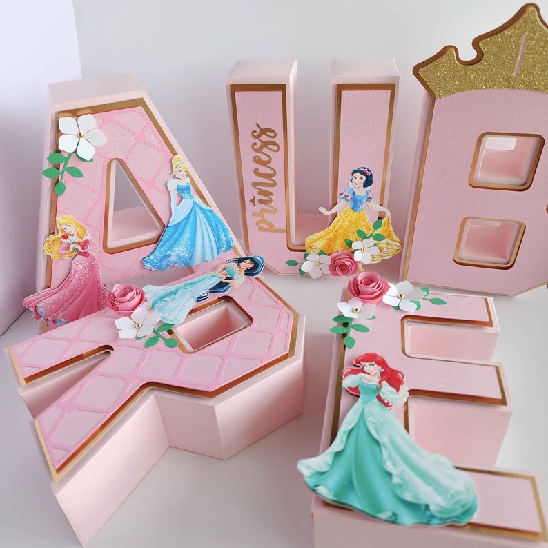 Pink Princess 3D Letters (customize) 7" Cardstock Letters - Etsy