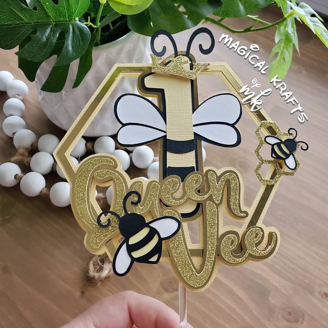 Queen Bee Cake Topper: 3D (customize Wording) - Etsy