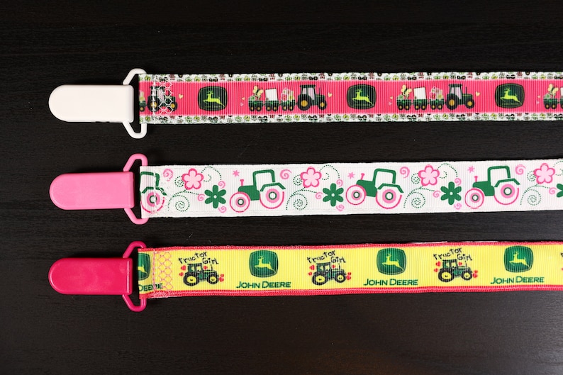 Pacifier Clip: John Deere - Tractor - Farm | Boy & Girl Ribbon Paci ...