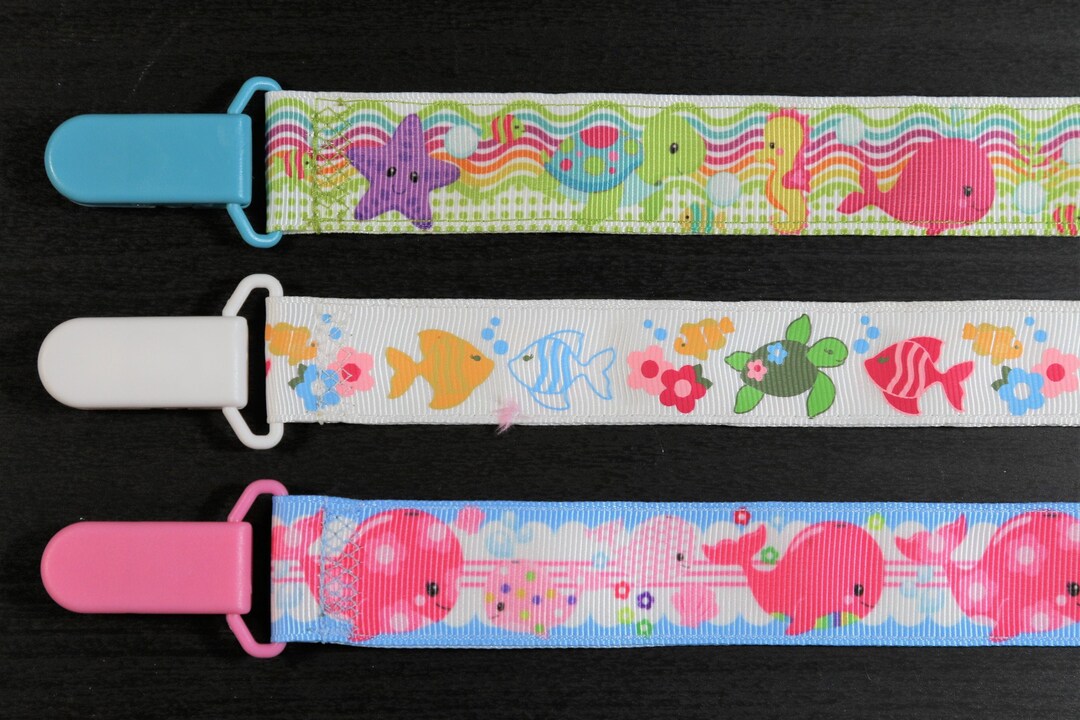 Baby Girl Nautical Ribbon Pacifier Clip: Whale, Turtle, Starfish ...