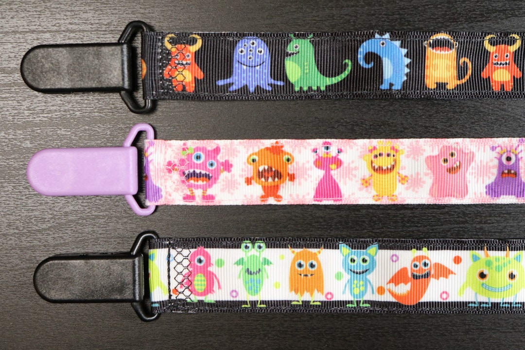 Pacifier Clip: Cute Baby Monsters | Boy & Girl Ribbon Paci Holder, Baby ...