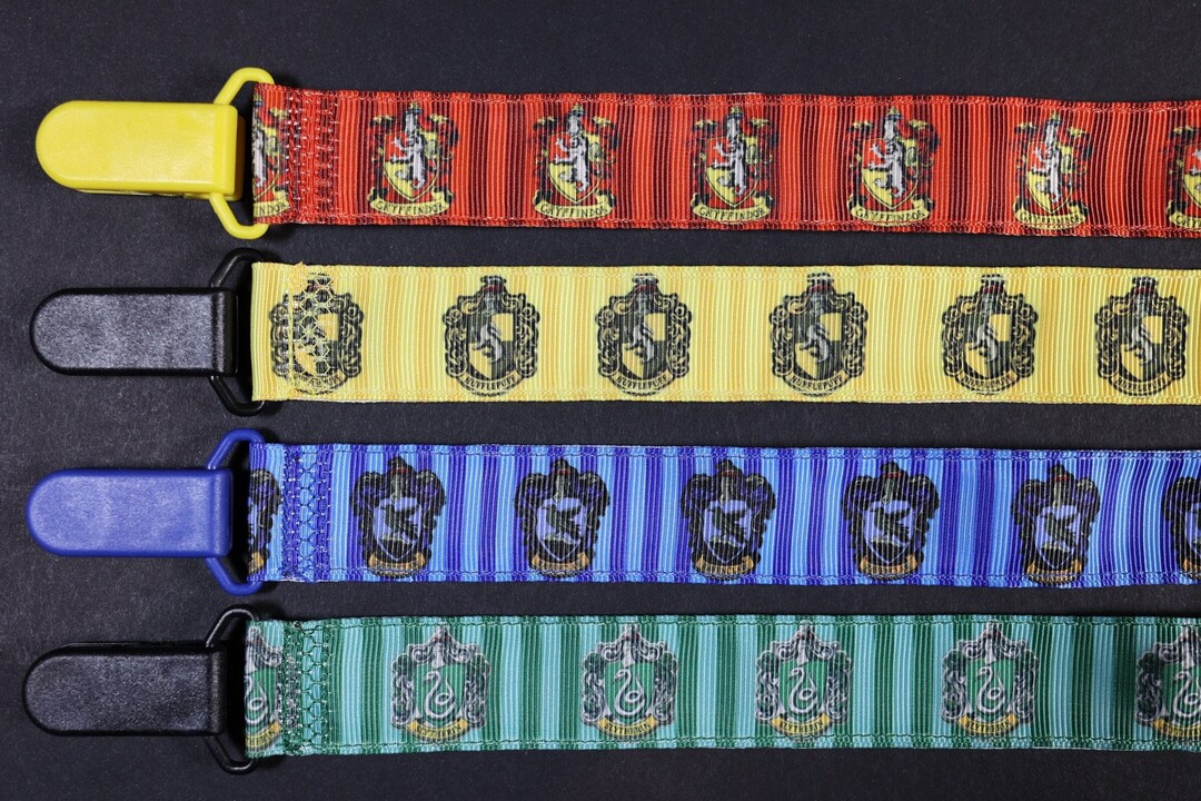 Wizard Ribbon Pacifier Clip: Hogwarts House, Gryffindor, Hufflepuff ...