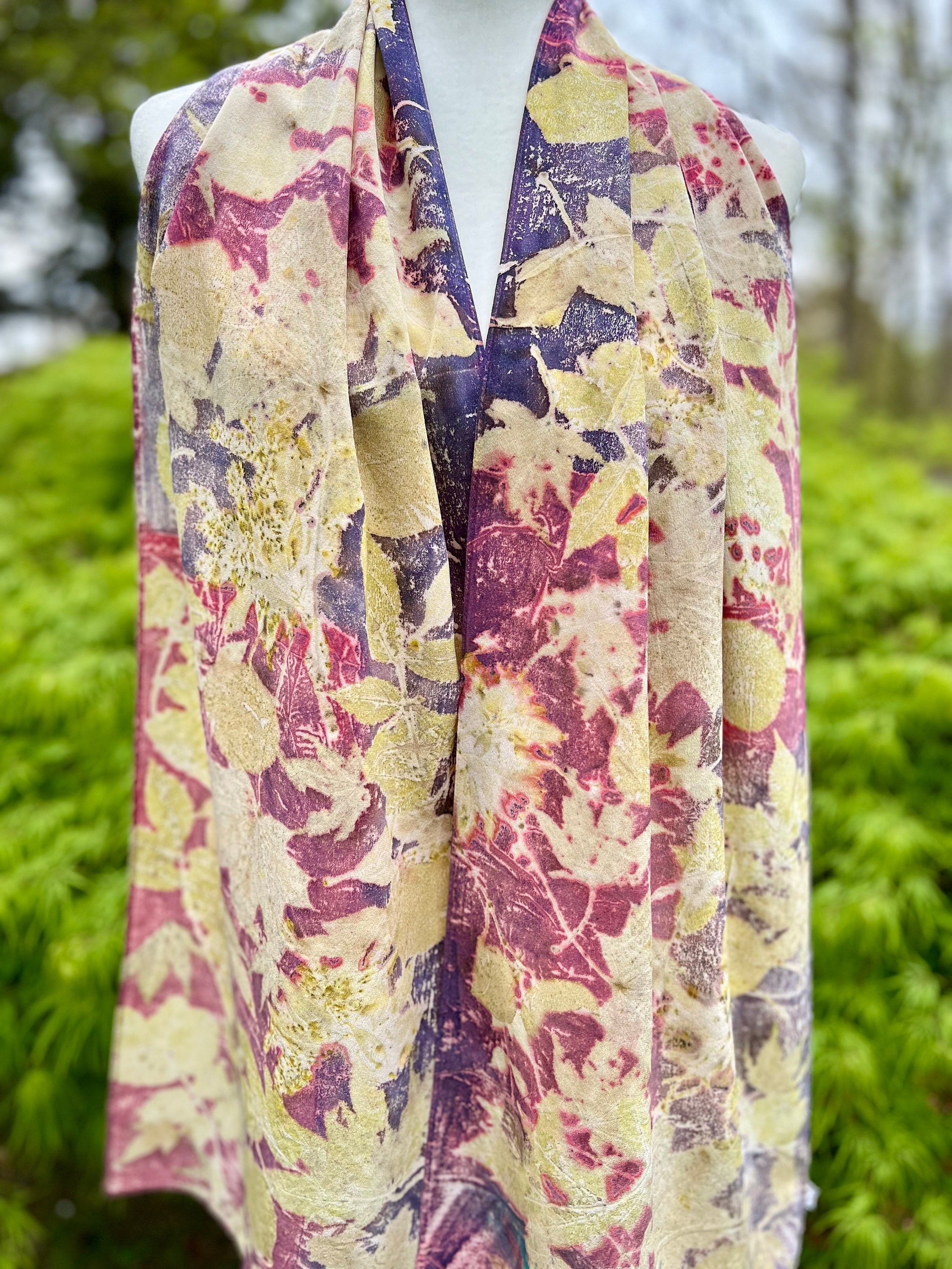 Berry Cordial Botanical Print Scarf Silk Wool Ecoprint Nature Print ...