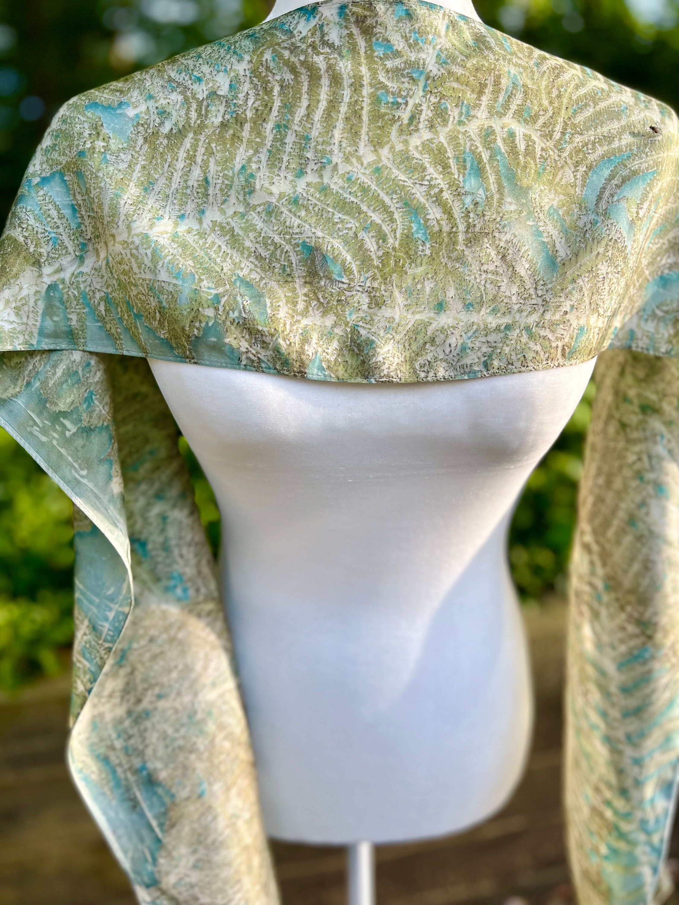 The Fern Coat Ecoprinted Silk Scarf Botanical Print Fabric Nature ...
