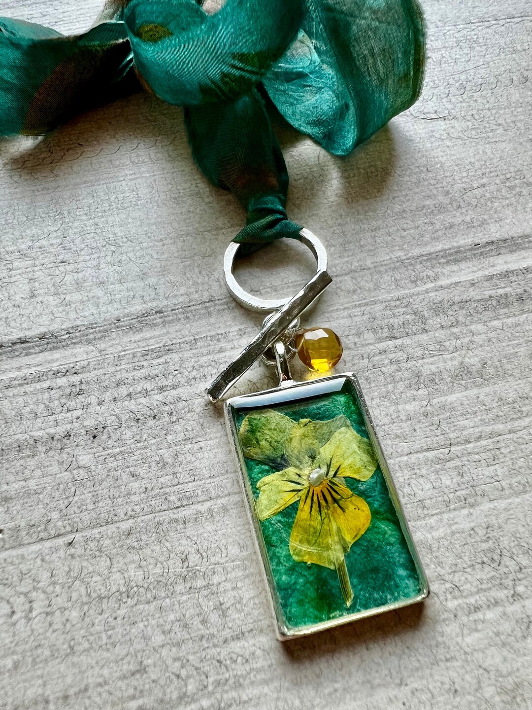 Pretty Pansy Pressed Flower Pendant Botanical Necklace Dried Flower ...
