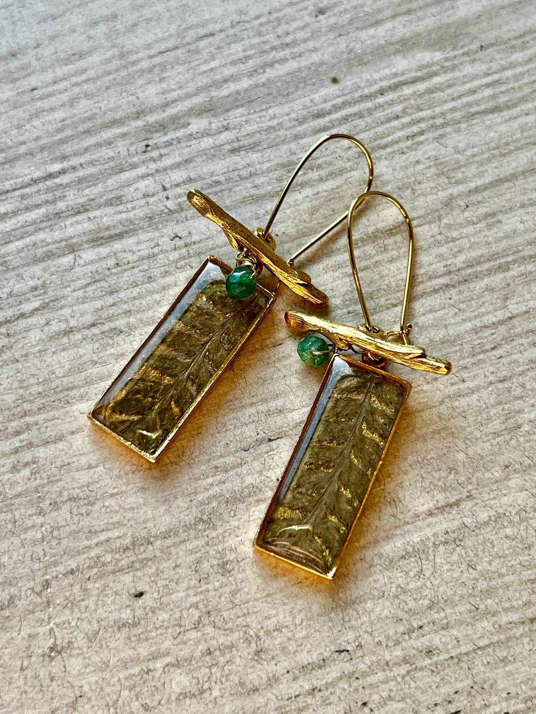 Garden Farn Ohrhänger, gepresste Farn Ohrringe botanischer Schmuck ...