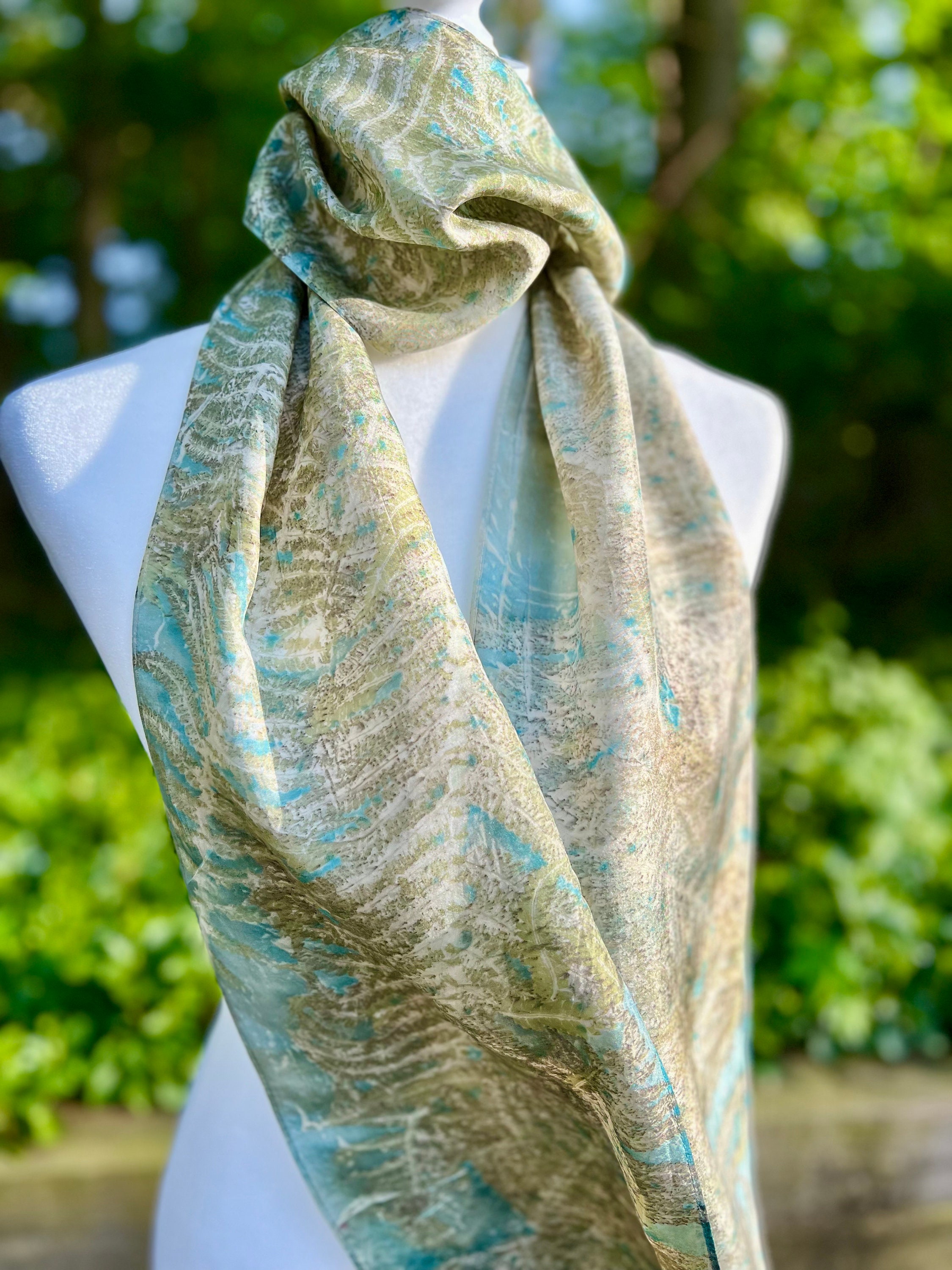The Fern Coat Ecoprinted Silk Scarf Botanical Print Fabric Nature ...