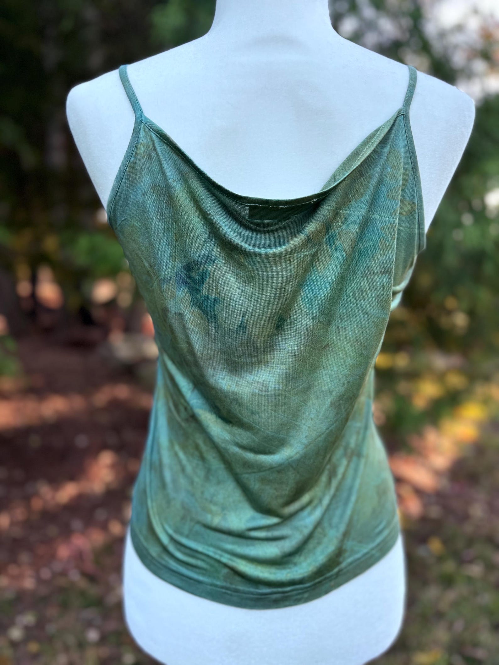 FIELD FAIRY Botanical Print Silk Ecoprint Fabric Women's Camisole Boho ...