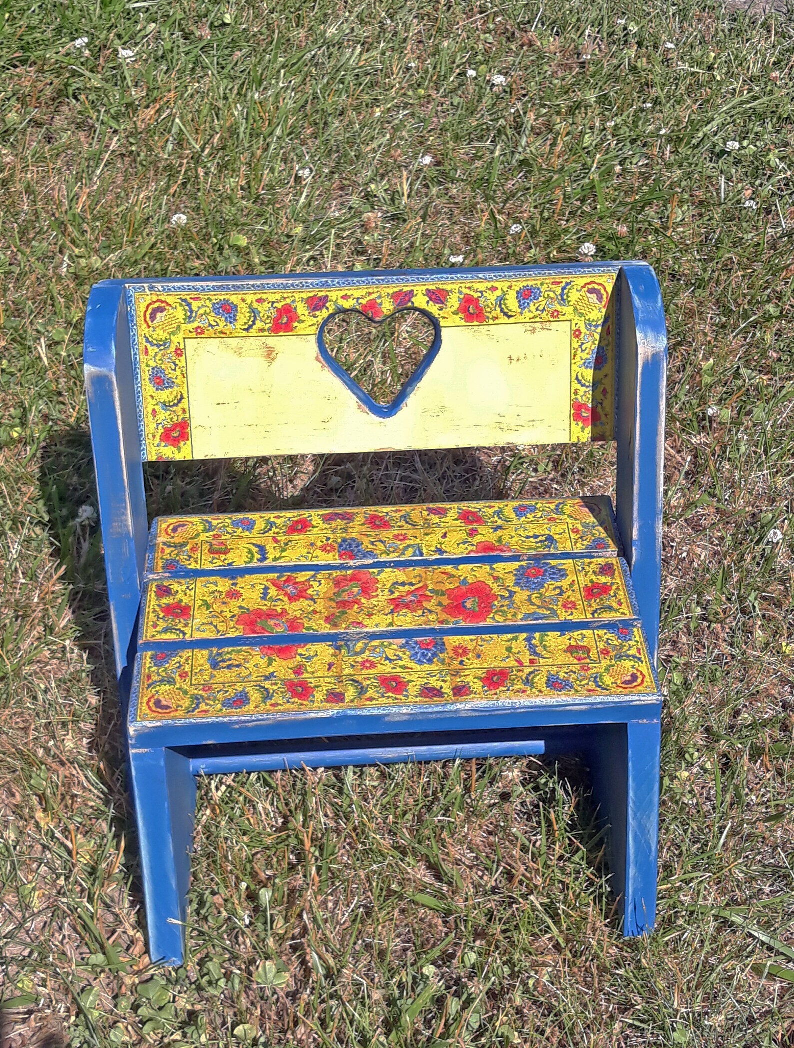 Floral Hand Painted-decoupage Stool 494 - Etsy