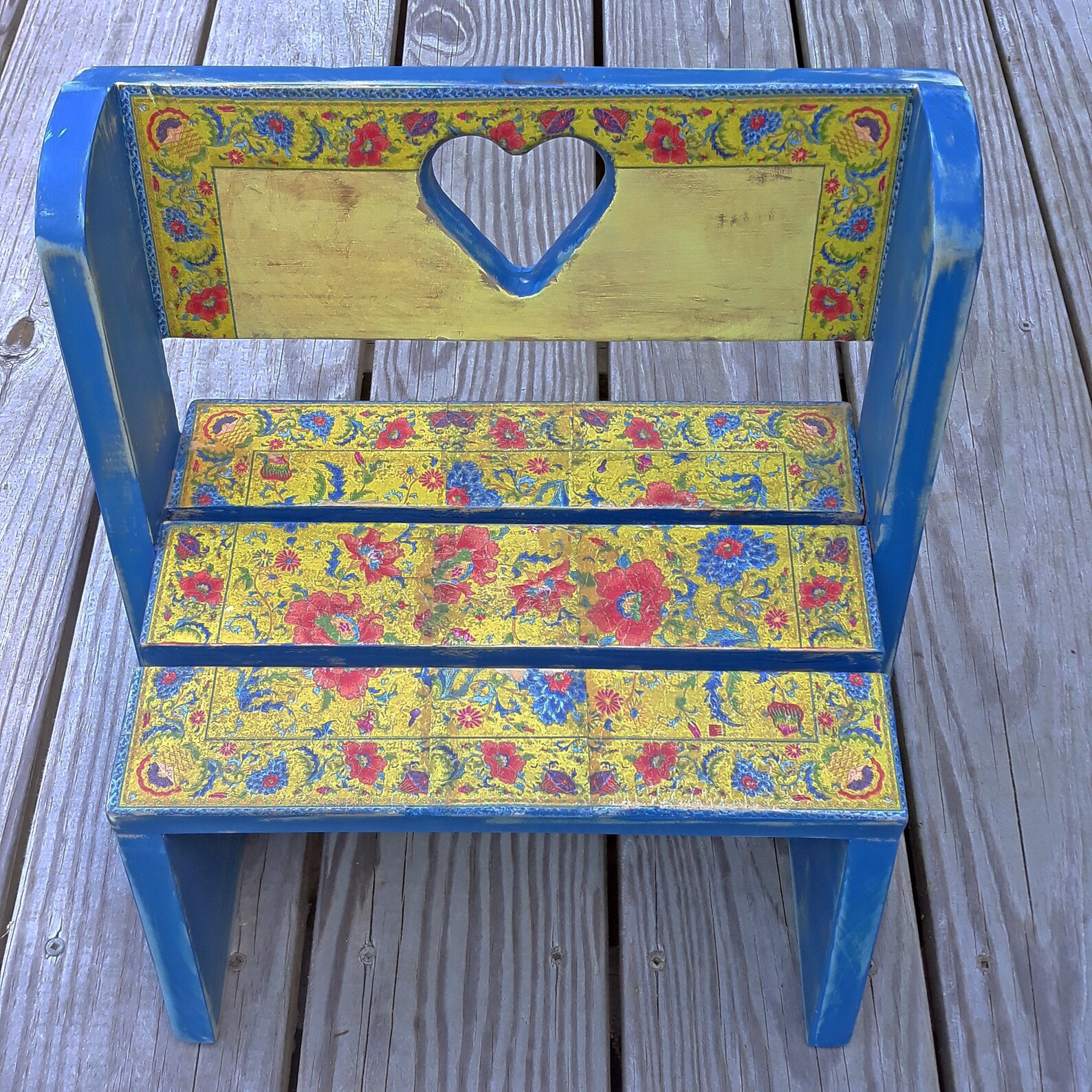 Floral Hand Painted-decoupage Stool 494 - Etsy