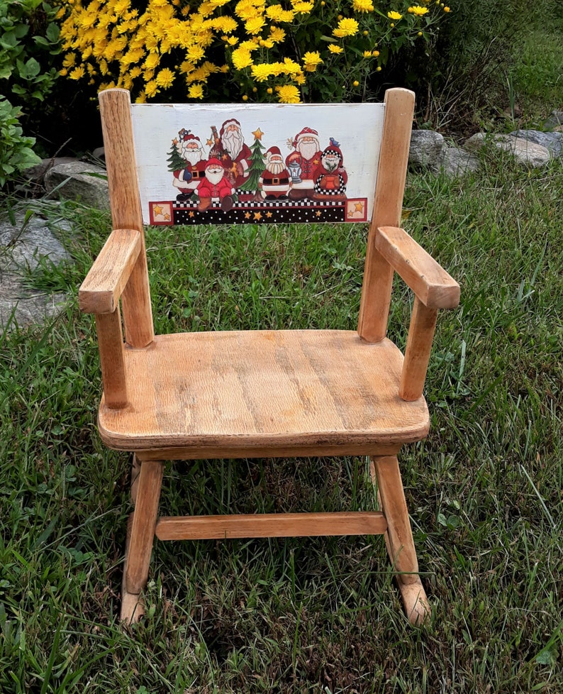 Vintage Childs Rocking Chair With Santa Claus Seat Back (370) - Etsy