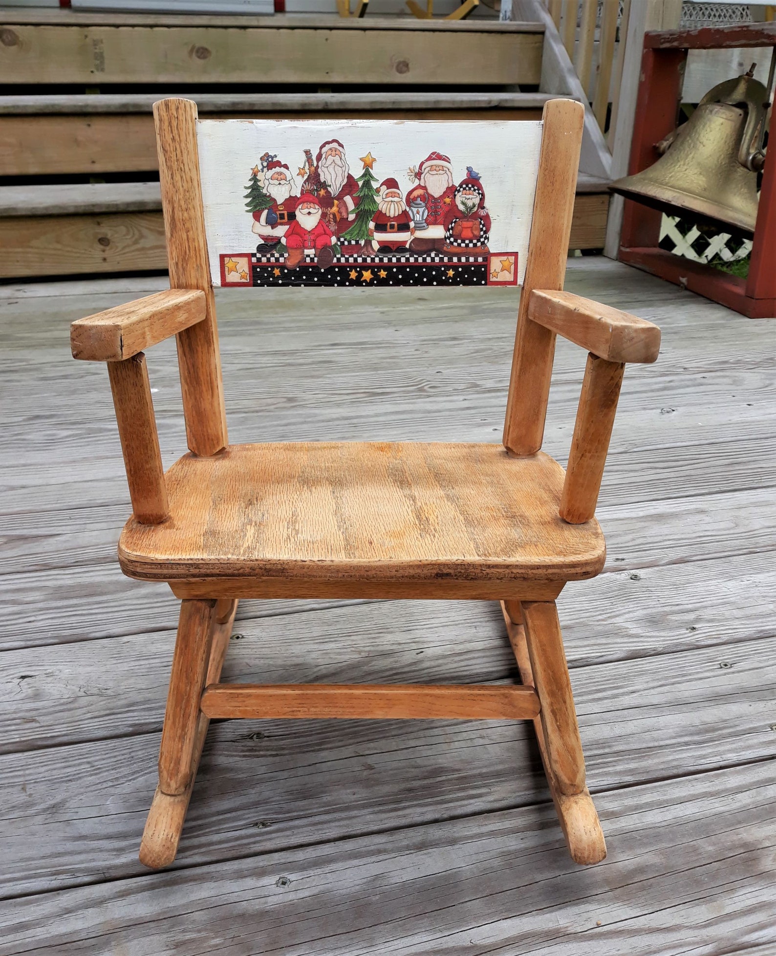 Vintage Childs Rocking Chair With Santa Claus Seat Back (370) - Etsy