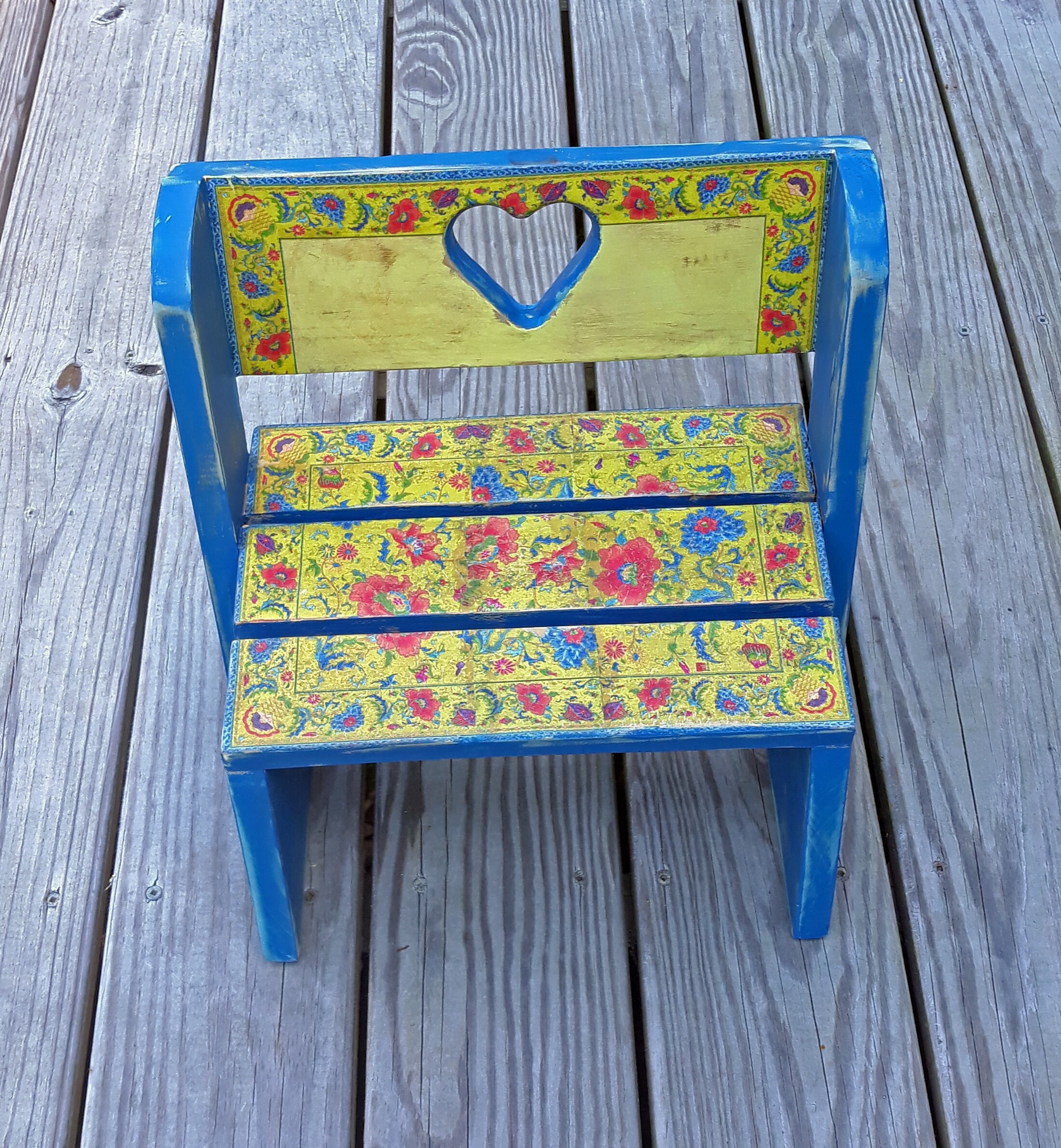 Floral Hand Painted-decoupage Stool 494 - Etsy