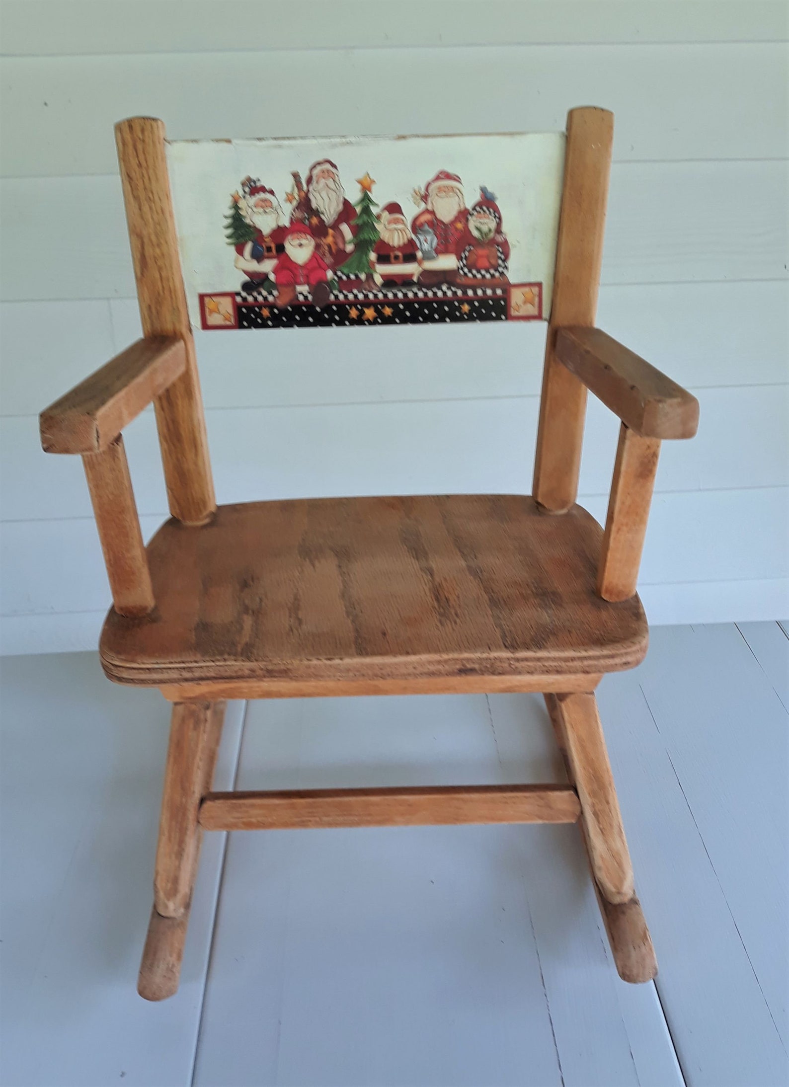 Vintage Childs Rocking Chair With Santa Claus Seat Back (370) - Etsy