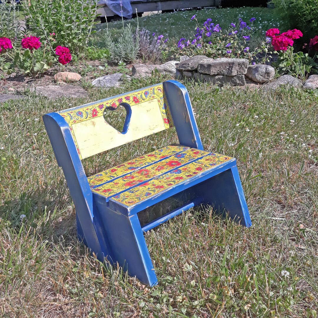 Floral Hand Painted-decoupage Stool (494) - Etsy