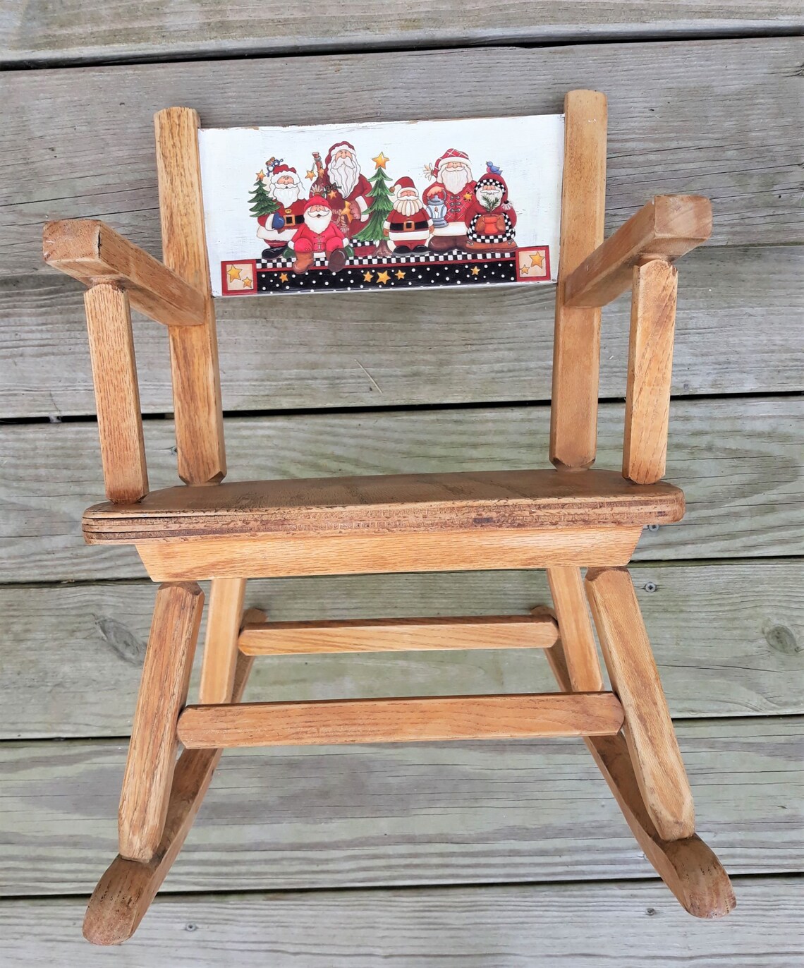 Vintage Childs Rocking Chair With Santa Claus Seat Back (370) - Etsy