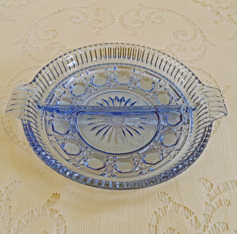 Vintage Blue Indiana Glass Windsor Divided Relish / Candy Dish - Etsy