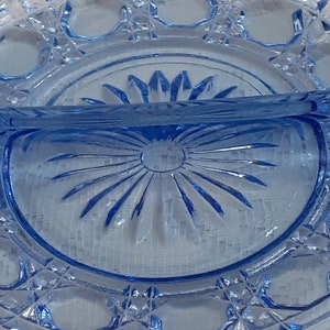 Vintage Blue Indiana Glass Windsor Divided Relish / Candy Dish Circa ...