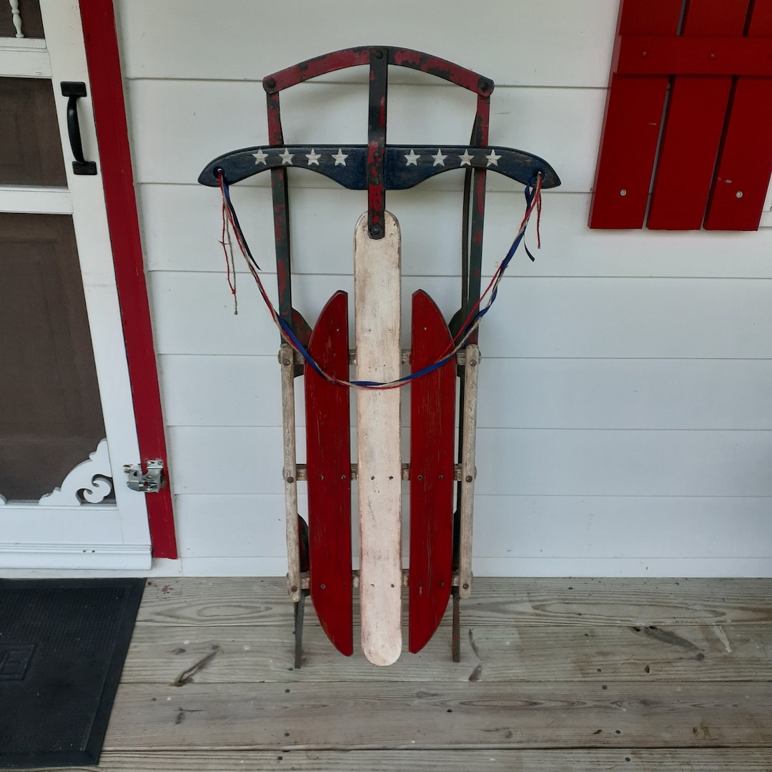 Vintage Sled - Patriotic Red-white-blue Snow Sled (727) - Etsy