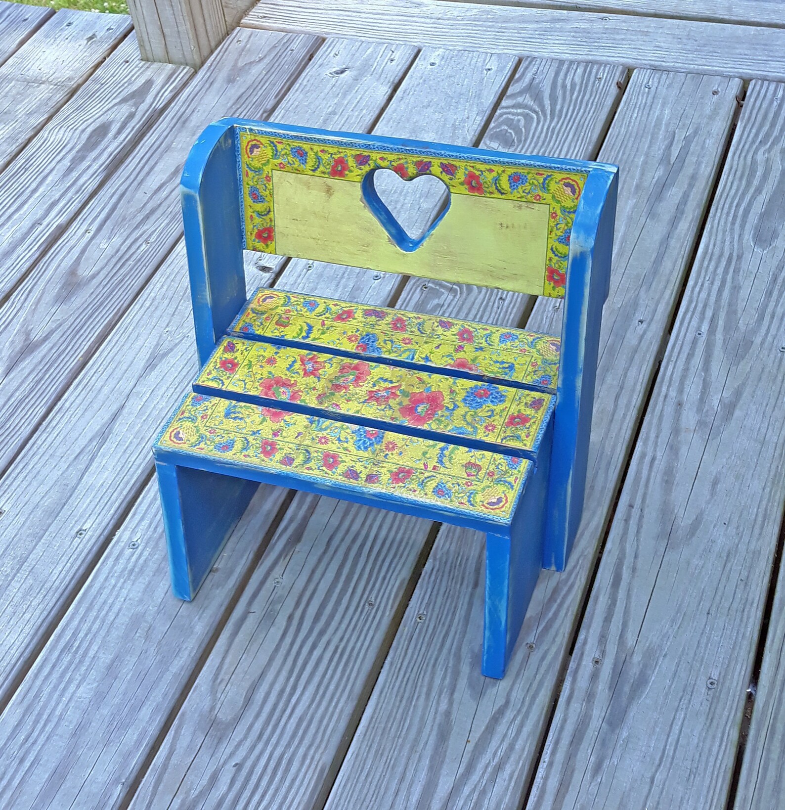 Floral Hand Painted-decoupage Stool 494 - Etsy