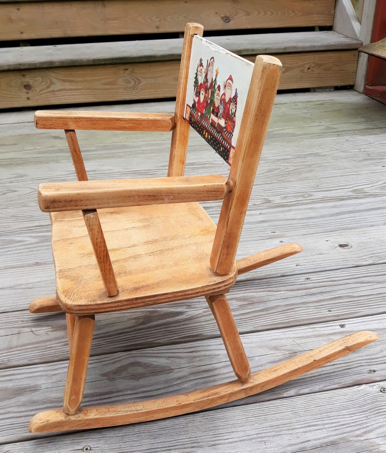 Vintage Childs Rocking Chair With Santa Claus Seat Back (370) - Etsy