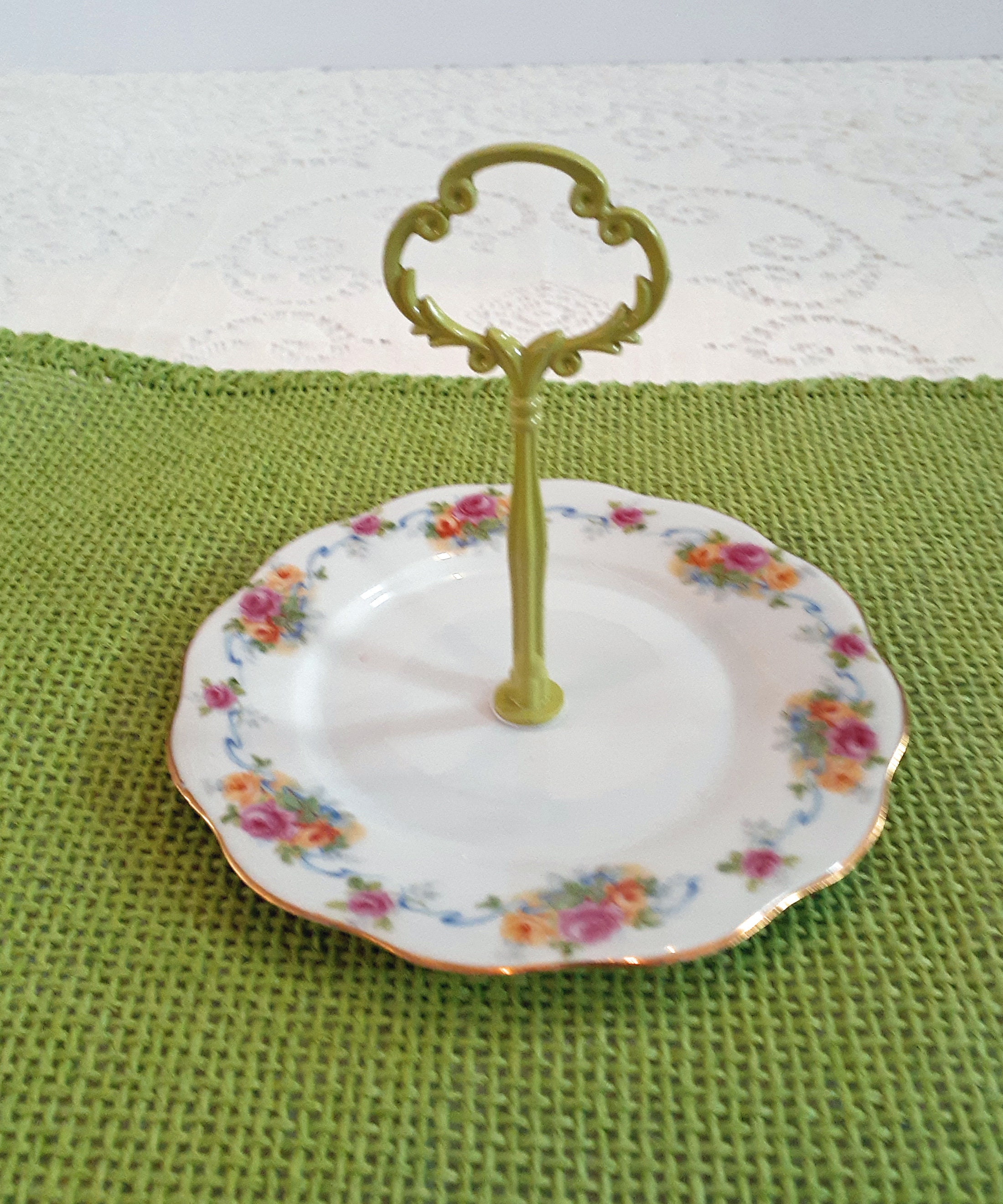 Vintage Small Tidbit Plate White With Colorful Flowers and - Etsy