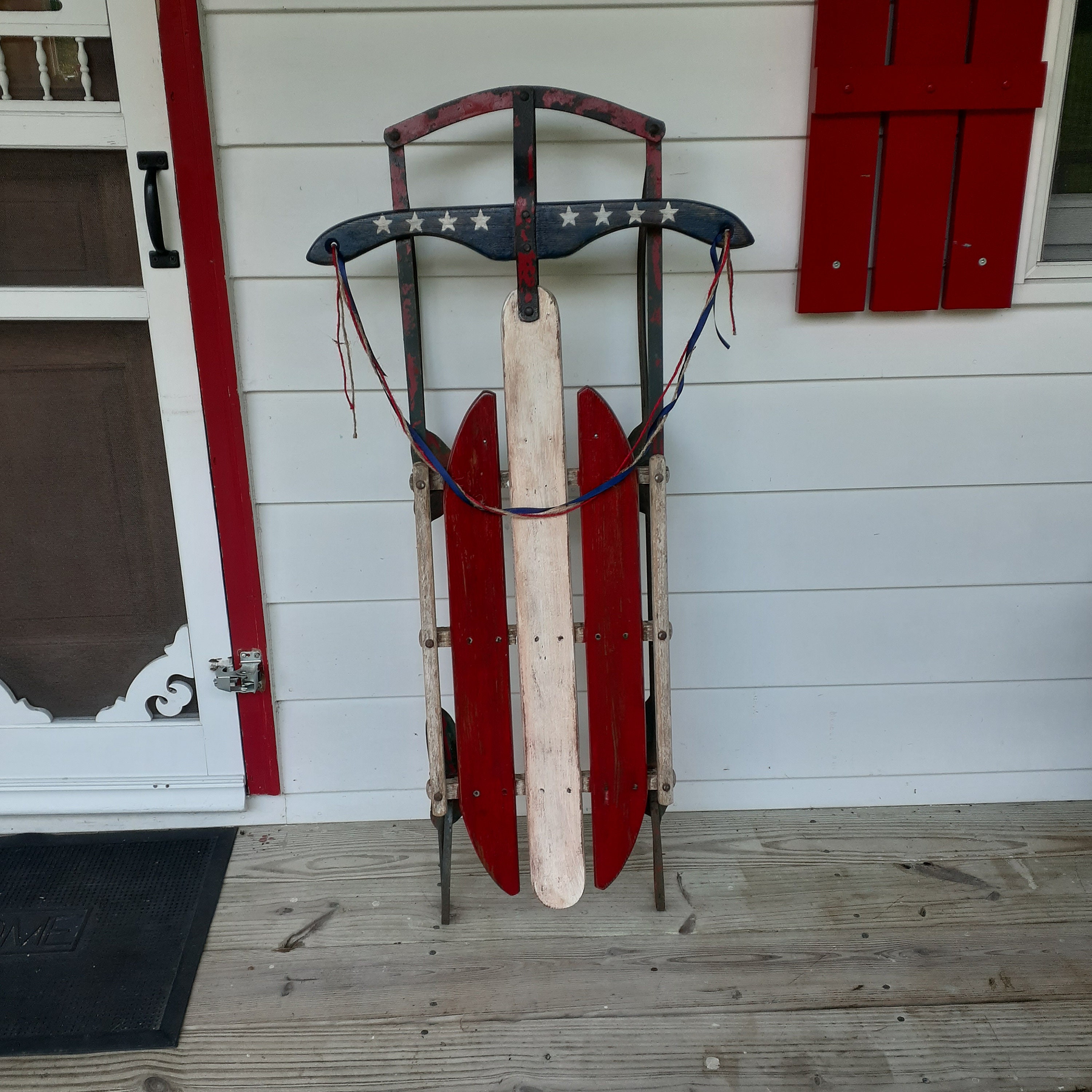 Vintage Sled - Patriotic Red-white-blue Snow Sled (727) - Etsy