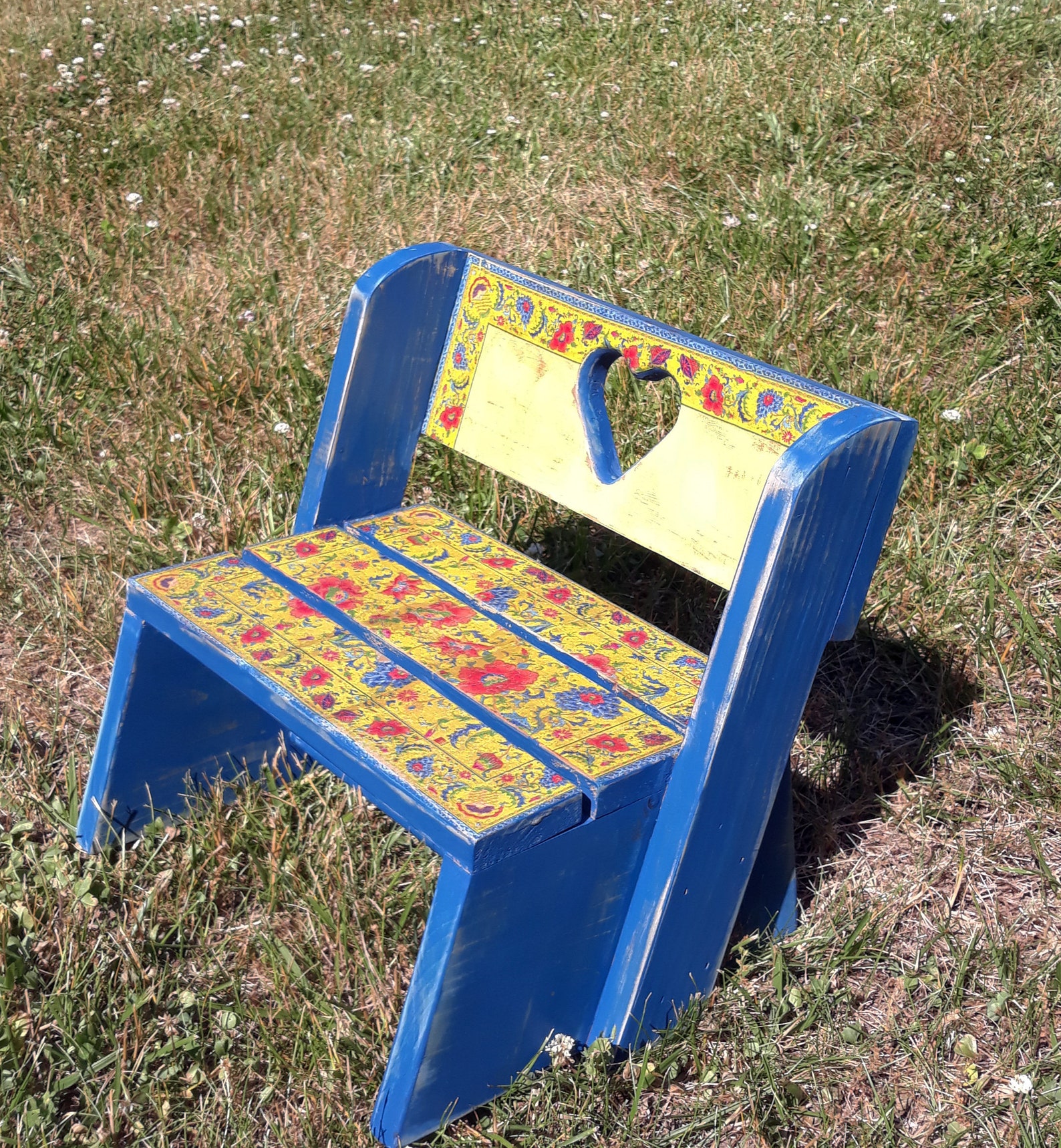 Floral Hand Painted-decoupage Stool 494 - Etsy