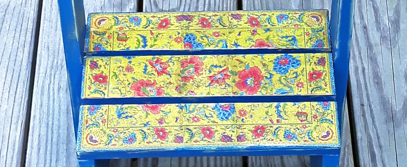 Floral Hand Painted-decoupage Stool 494 - Etsy