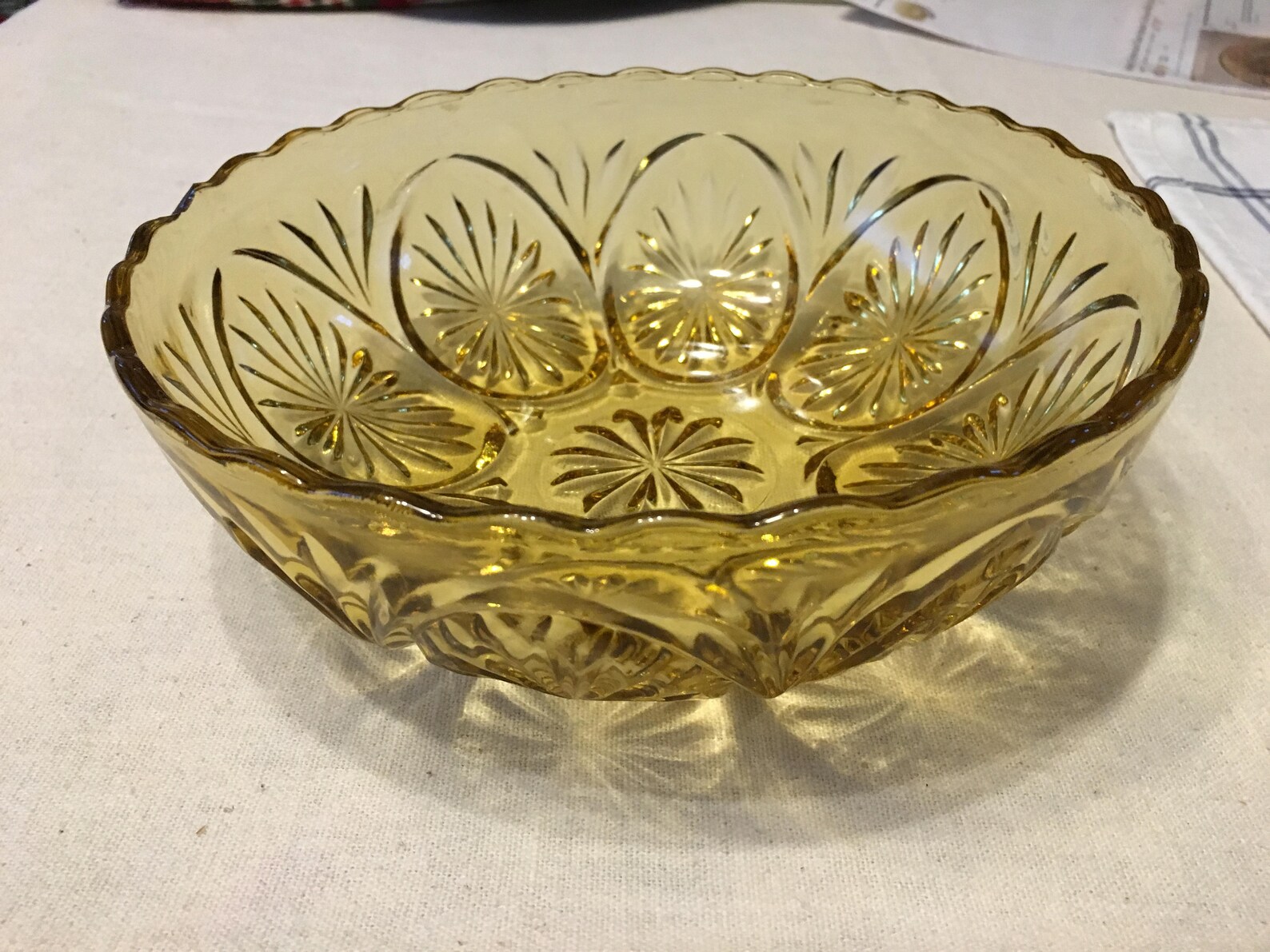 Depression Era Amber Glass With Sunburst Pattern Serving Bowl (32) - Etsy