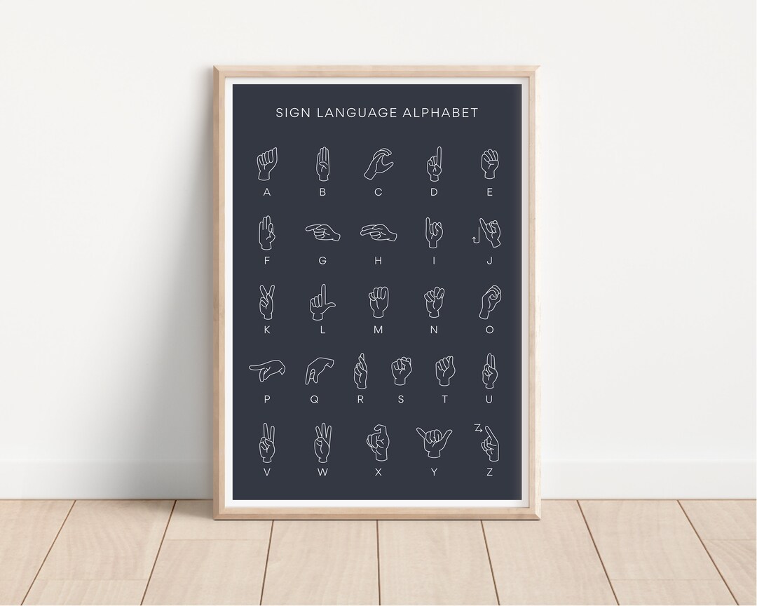 Sign Language Alphabet Black & White / Nursery Decor / Playroom Wall ...