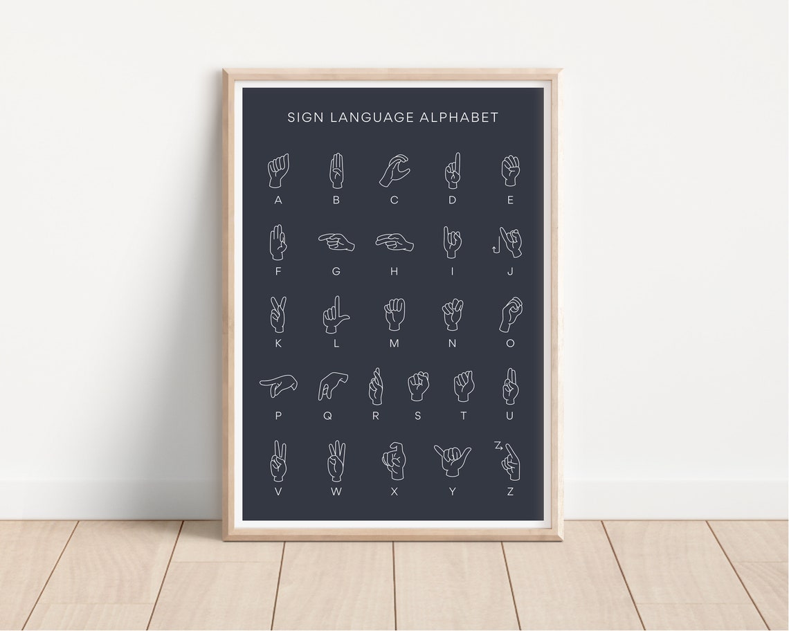 Sign Language Alphabet Black & White / Nursery Decor / - Etsy