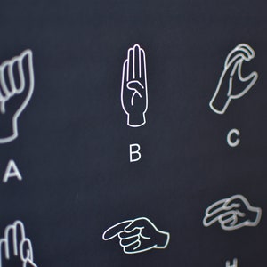 Sign Language Alphabet Black & White / Nursery Decor / Playroom Wall ...