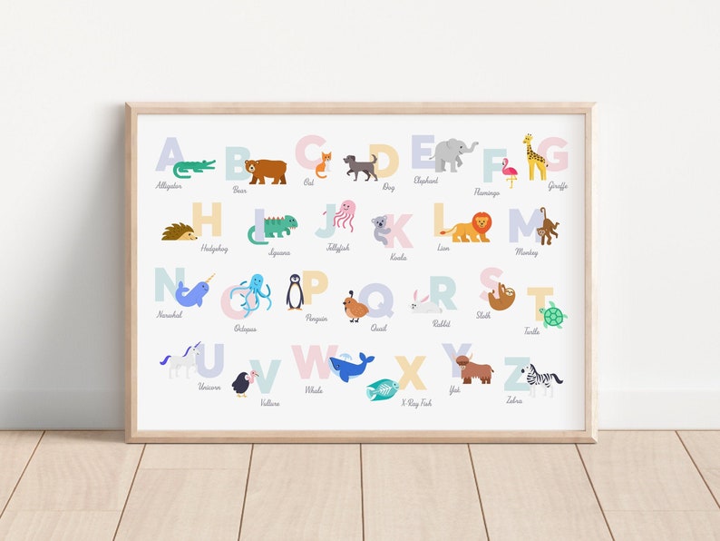 Animal Alphabet / Nursery Decor / Playroom Wall Art / Baby | Etsy